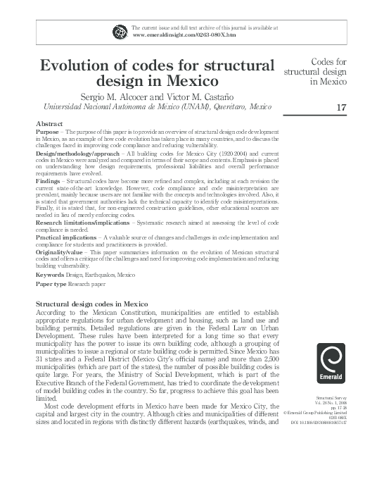 (PDF) Evolution of codes for structural design in Mexico