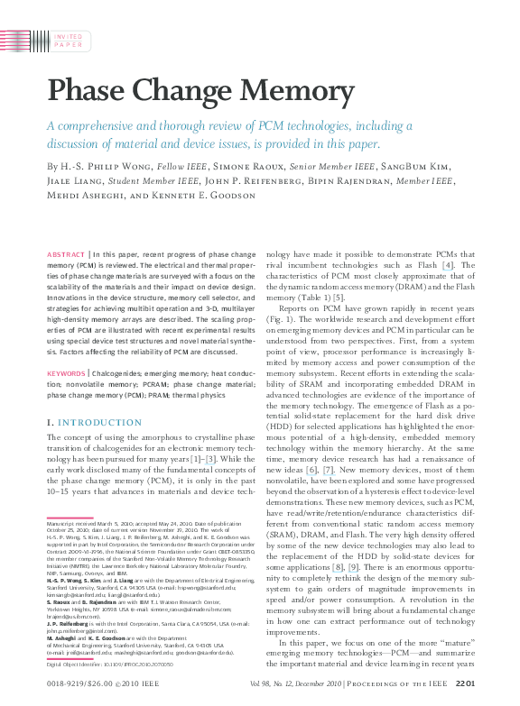 (PDF) Phase Change Memory