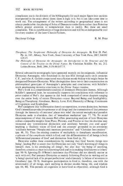 (PDF) Theophany: The Neoplatonic Philosophy of Dionysius the Areopagite ...
