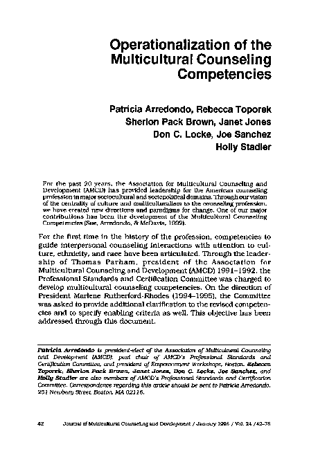 (PDF) Operationalization of the Multicultural Counseling Competencies ...