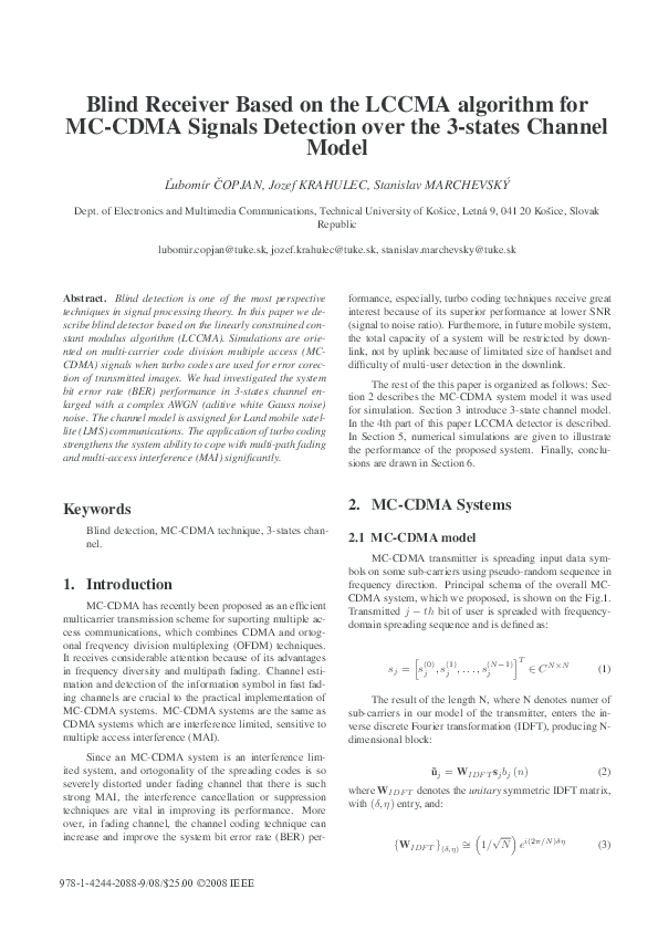 (PDF) Blind receiver based on the LCCMA algorithm for MC-CDMA signals detection over the 3 ...