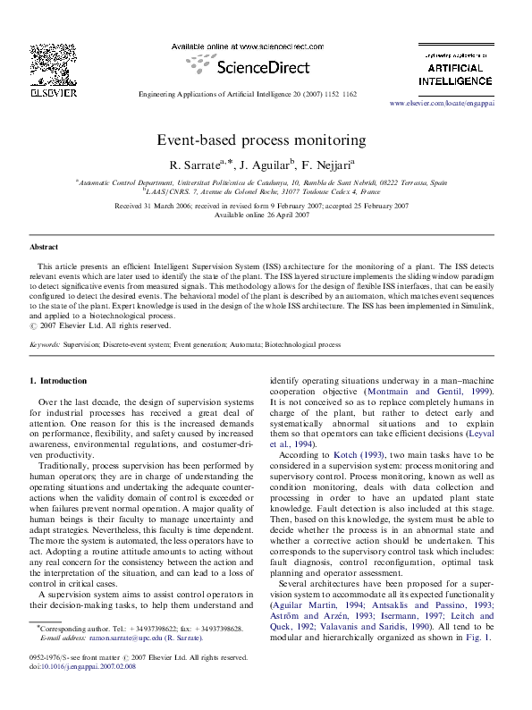 (PDF) Event-based process monitoring