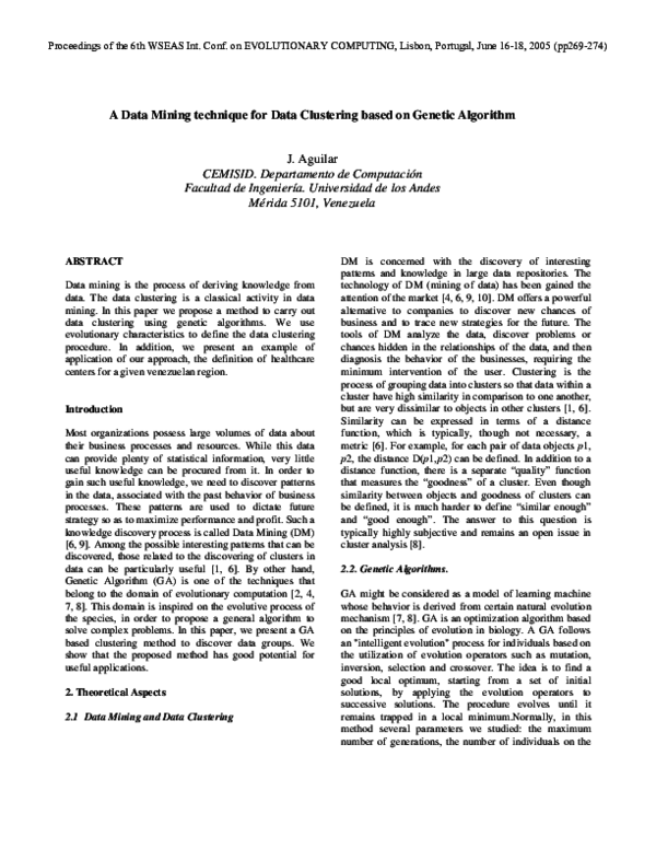 (PDF) A data mining technique for data clustering based on genetic ...