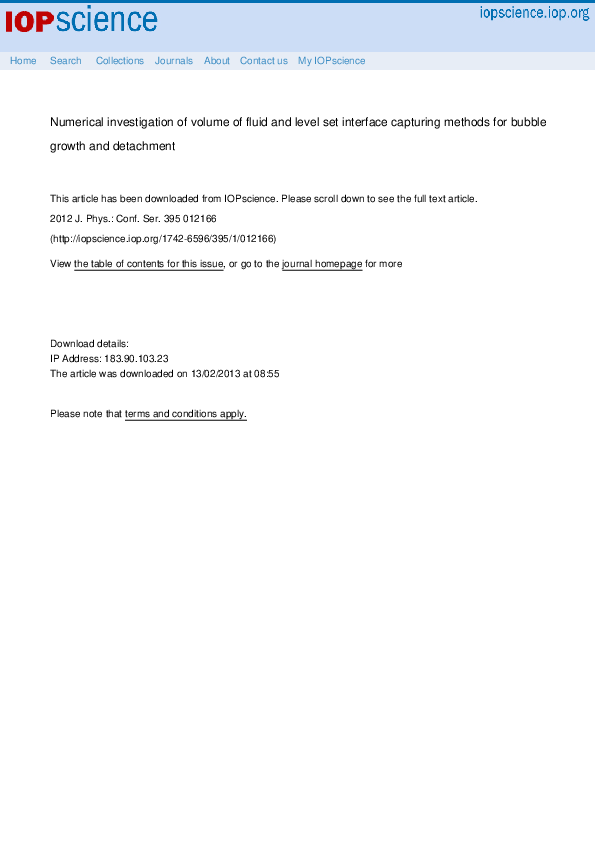 Pdf Numerical Investigation Of Volume Of Fluid And Level Set Interface Capturing Methods For