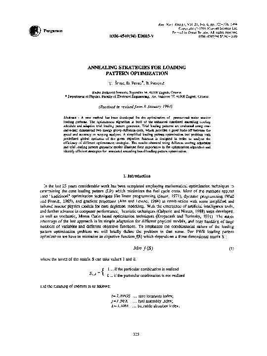 (PDF) Annealing strategies for loading pattern optimization
