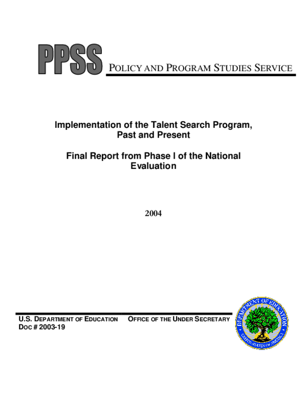 (PDF) Implementation of the Talent Search Program, Past and Present ...