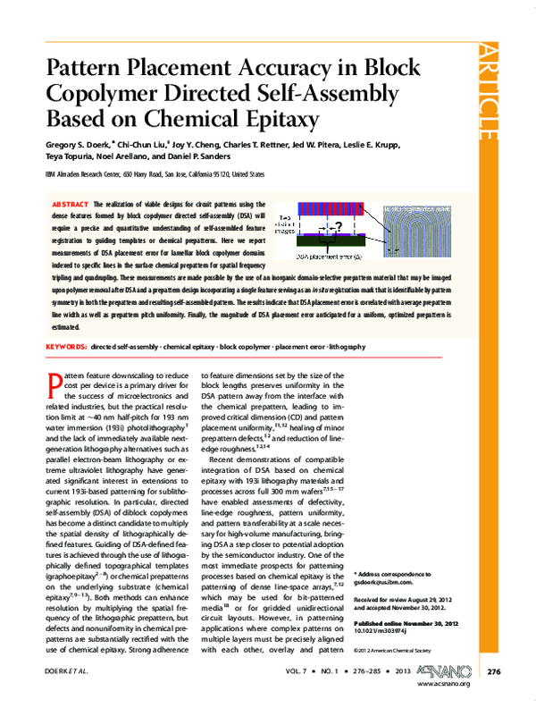 (PDF) Pattern Placement Accuracy in Block Copolymer Directed Self ...