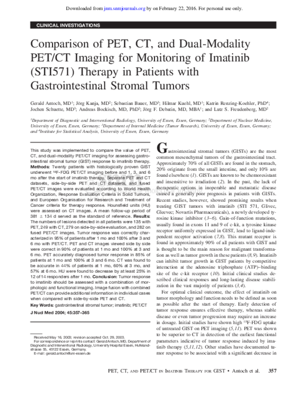 (PDF) Comparison of PET, CT, and Dual-Modality PET/CT Imaging for ...