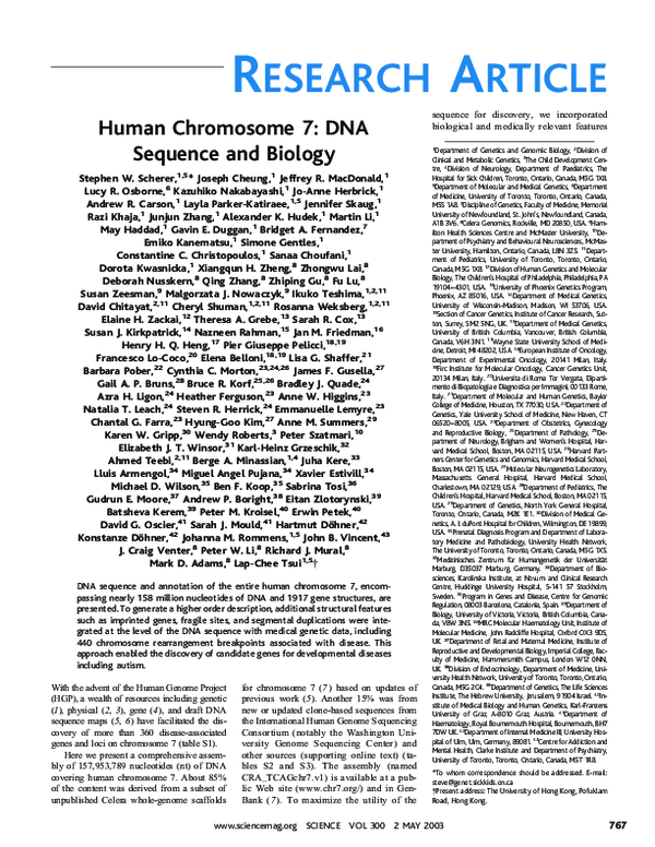(PDF) Human chromosome 7: DNA sequence and biology | Razi Khaja ...