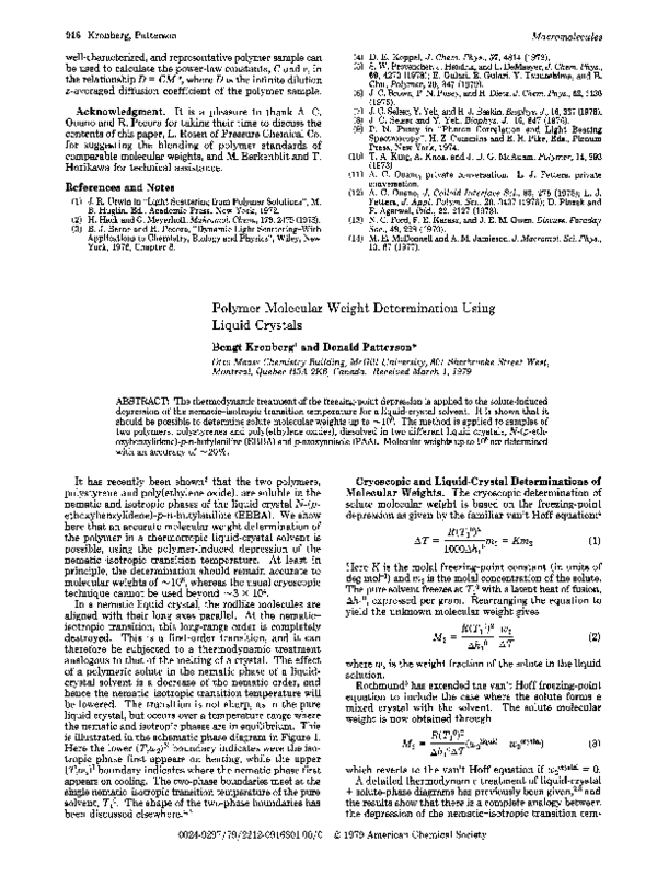 (PDF) Polymer Molecular Weight Determination Using Liquid Crystals
