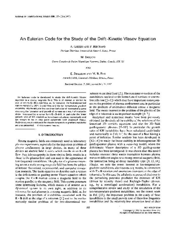 (PDF) An Eulerian Code for the Study of the Drift-Kinetic Vlasov Equation
