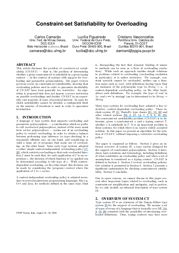 (PDF) Constraint-set satisfiability for overloading
