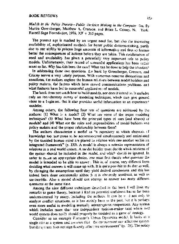 (PDF) Models in the policy process--public decision making in the ...