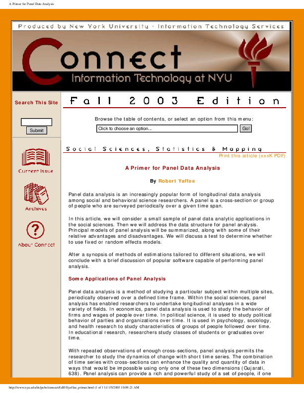 Pdf A Primer For Panel Data Analysis A Primer For Panel Data Analysis