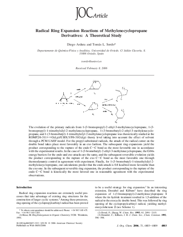 (PDF) Radical Ring Expansion Reactions of Methylenecyclopropane ...