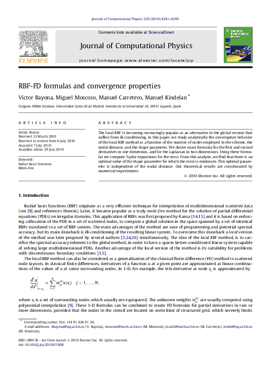 (PDF) RBF-FD formulas and convergence properties