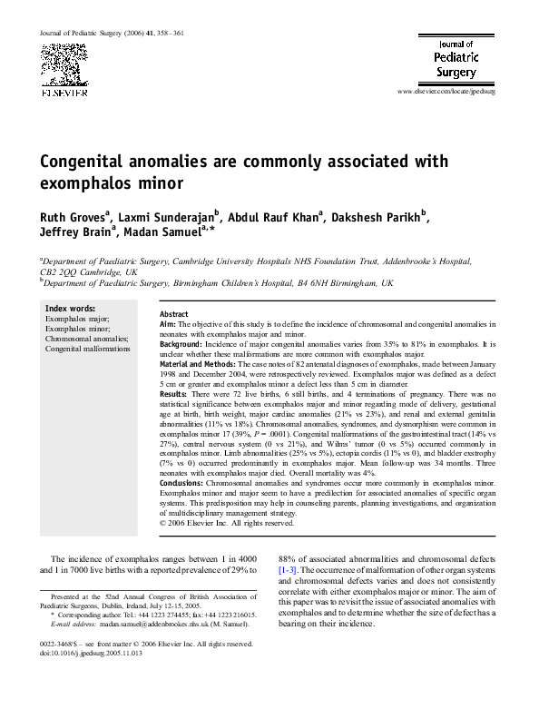 (PDF) Congenital anomalies are commonly associated with exomphalos minor