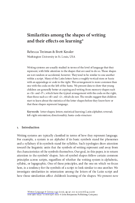 (PDF) Similarities among the shapes of writing and their effects on ...