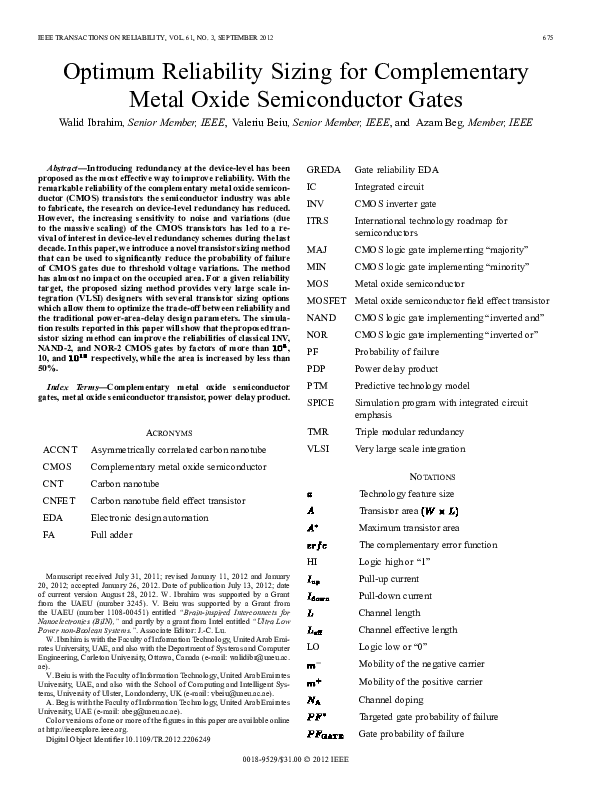 (PDF) Optimum Reliability Sizing for Complementary Metal Oxide ...