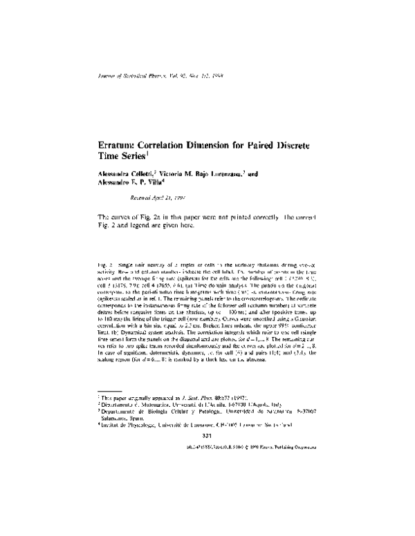 (PDF) Erratum: Correlation Dimension for Paired Discrete Time Series | Alessandra Celletti ...