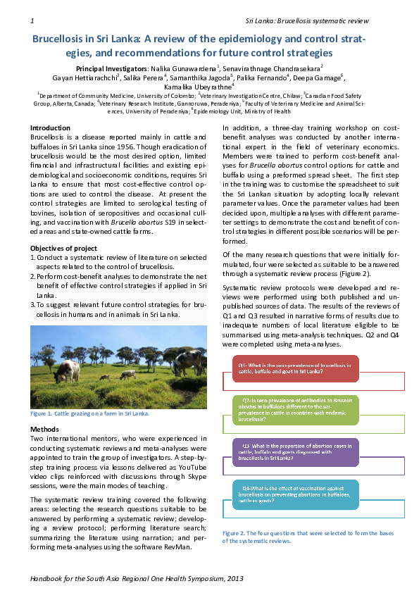 (PDF) Brucellosis in Sri Lanka: A review of the epidemiology and ...