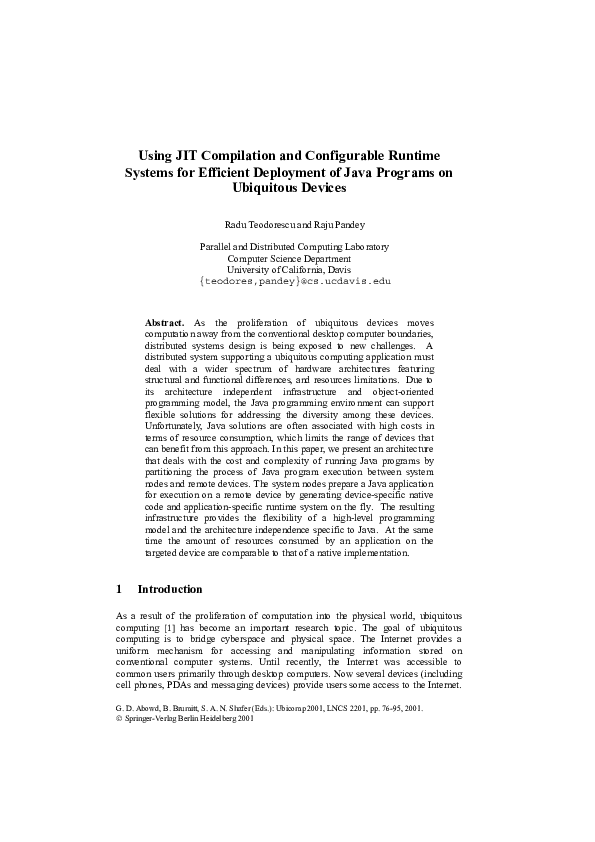 Pdf Using Jit Compilation And Configurable Runtime Systems For Efficient Deployment Of Java 6080