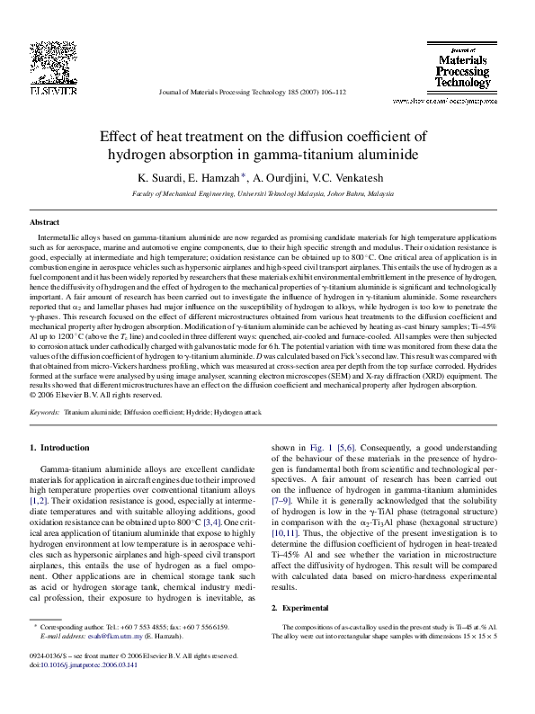 (PDF) Effect of heat treatment on the diffusion coefficient of hydrogen ...