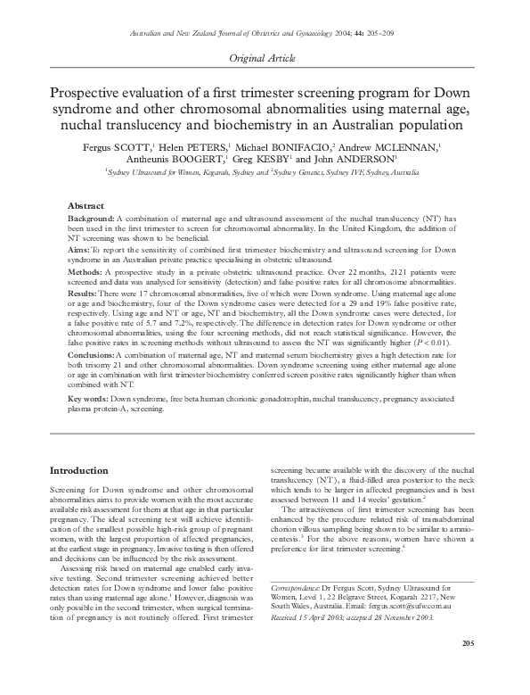 Pdf Non Invasive Prenatal Screening Of Fetal Sex Chromosomal Abnormalities Perspective Of