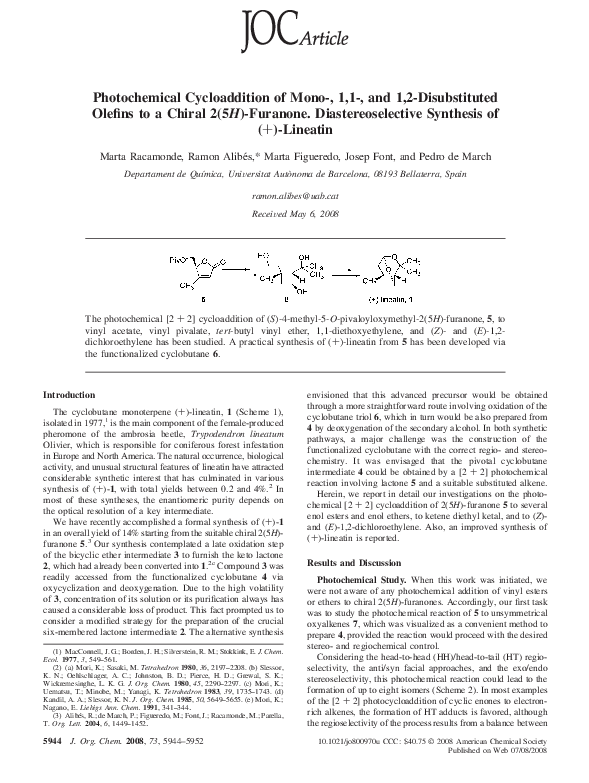 (PDF) Photochemical Cycloaddition of Mono, 1,1-, and 1,2-Disubstituted ...