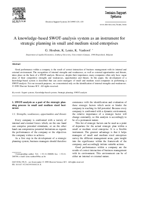 (PDF) A knowledge-based SWOT-analysis system as an instrument for ...