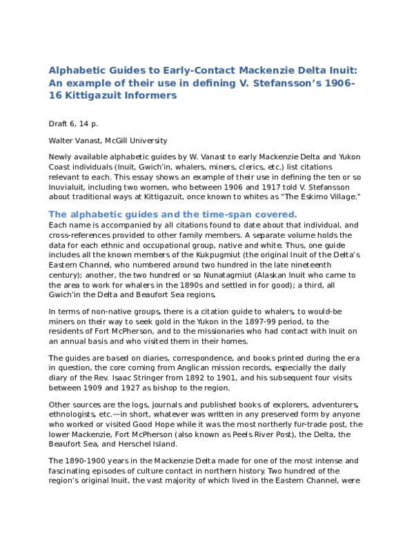 (DOC) Alphabetic Guides to Early-Contact Mackenzie Delta Inuit: An ...