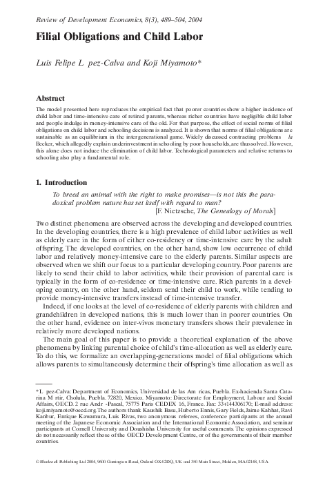 (PDF) Filial Obligations and Child Labor