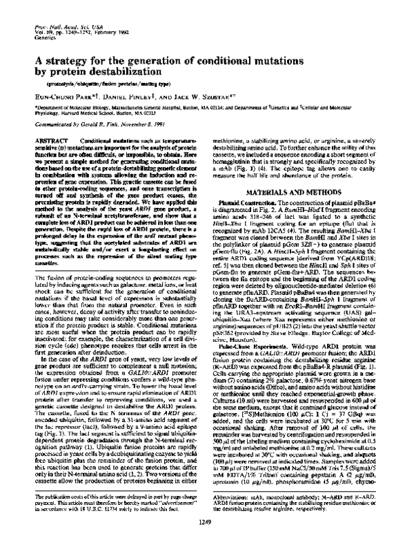 (PDF) A Strategy for the Generation of Conditional Mutations by Protein ...