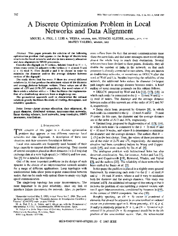 (PDF) A Discrete Optimization Problem in Local Networks and Data Alignment