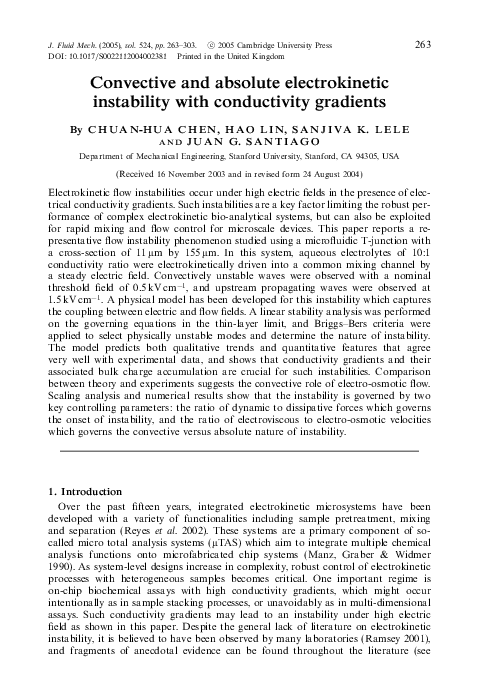 (PDF) Convective and absolute electrokinetic instability with conductivity gradients
