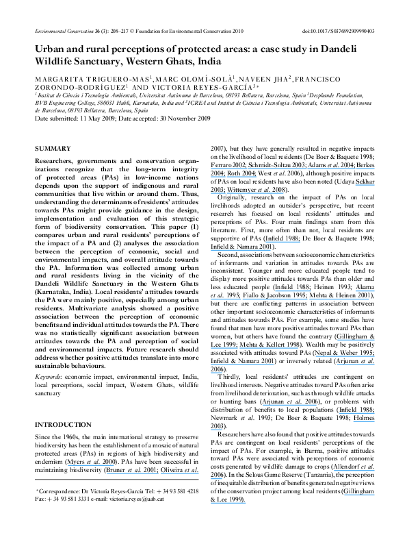 (PDF) Urban and rural perceptions of protected areas: a case study in ...