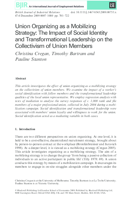 (PDF) Union Organizing as a Mobilizing Strategy: The Impact of Social ...