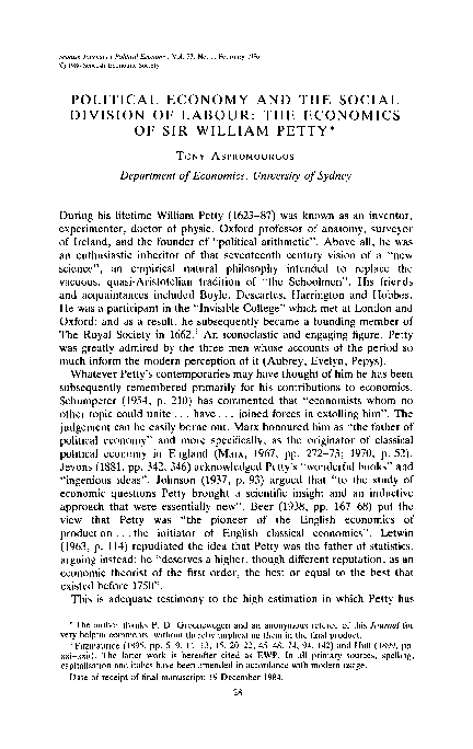 (PDF) Political Economy and the Social Division of Labour: The ...