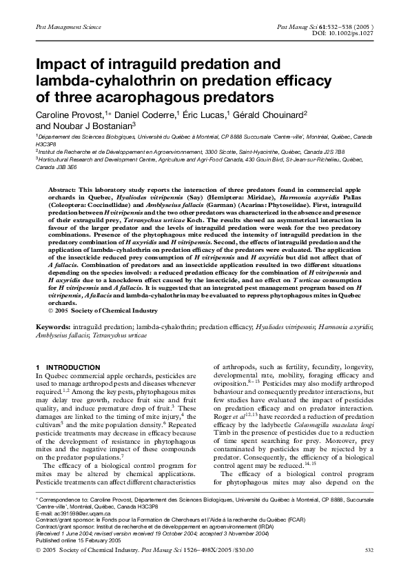 (PDF) Impact of intraguild predation and lambda-cyhalothrin on ...