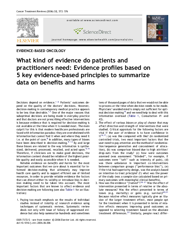 (PDF) What kind of evidence do patients and practitioners need ...