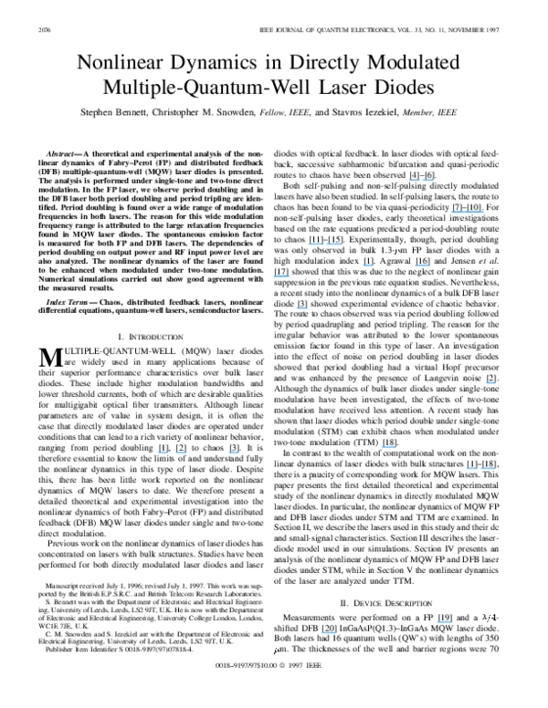 (PDF) Nonlinear dynamics in directly modulated multiple-quantum-well laser diodes