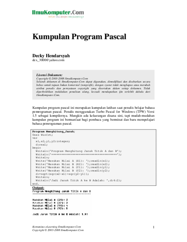 (PDF) Kumpulan Program Pascal