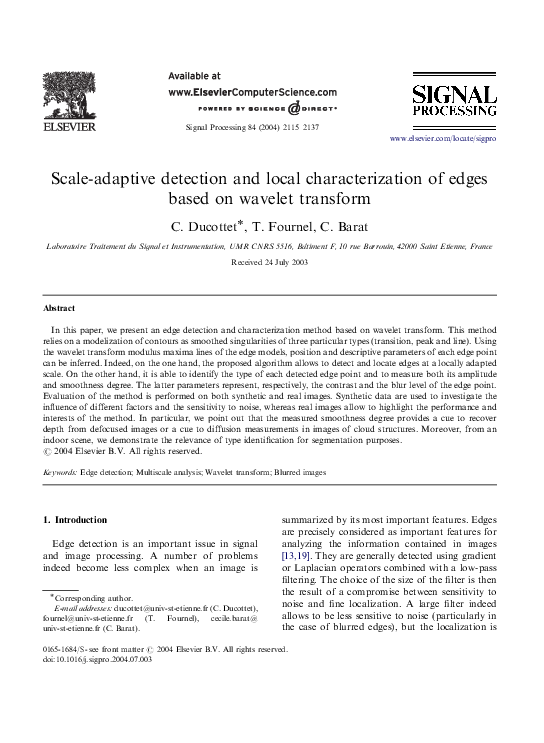 Pdf Scale Adaptive Detection And Local Characterization Of Edges