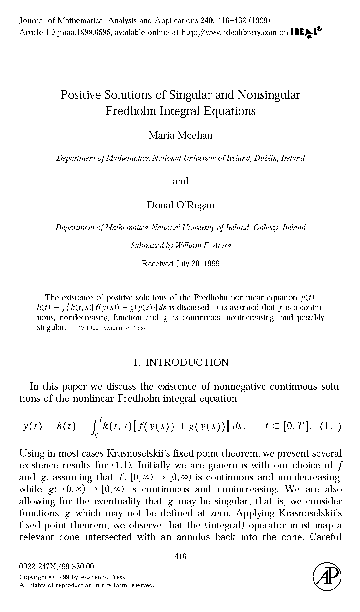 (PDF) Positive Solutions of Fredholm Integral Equations