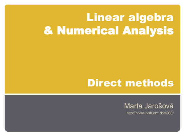 Pdf Linear Algebra And Numerical Analysis Direct Methods