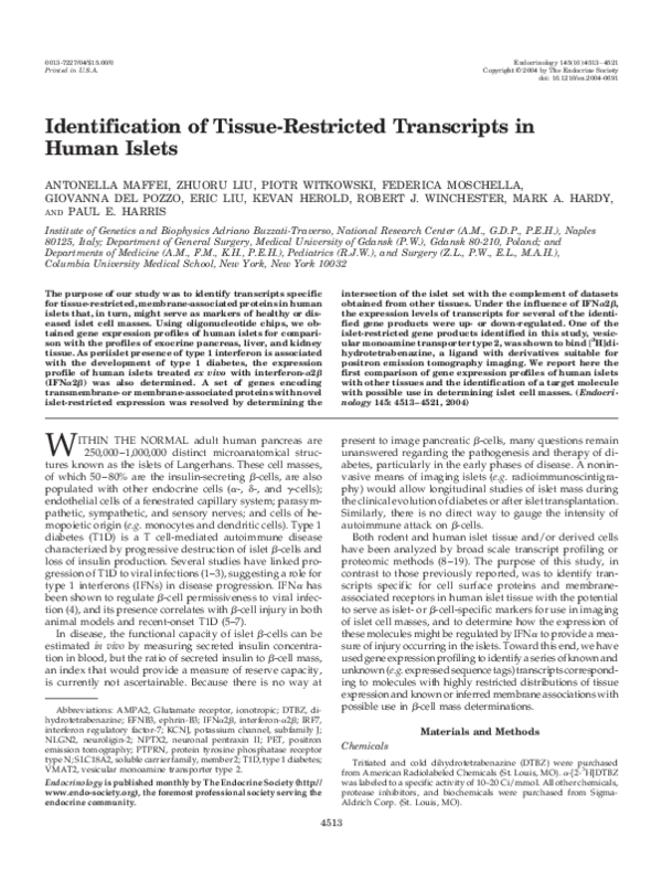 (PDF) Identification of Tissue-Restricted Transcripts in Human Islets