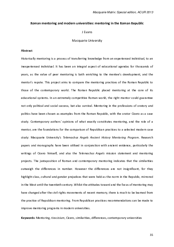 (PDF) Roman mentoring and modern universities: mentoring in the Roman ...