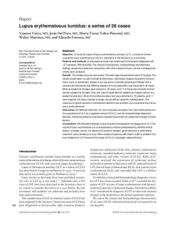 (PDF) Lupus erythematosus tumidus: a series of 26 cases