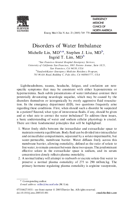 (PDF) Disorders of Water Imbalance