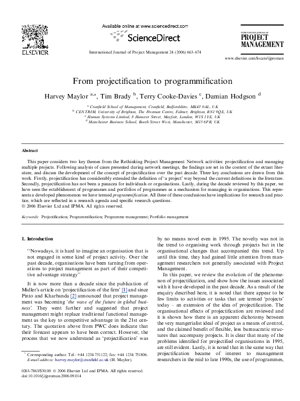 (PDF) From projectification to programmification